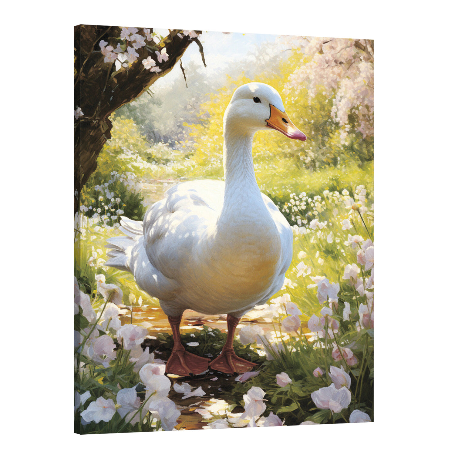 Интерьерная картина 50х70 "Гусь в цветах и ароматах"