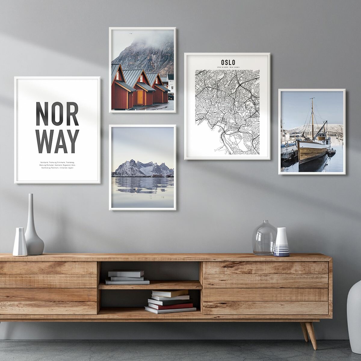 Набор постеров 5 шт "Норвегия Скандинавия" плакат для интерьера, картина на стену