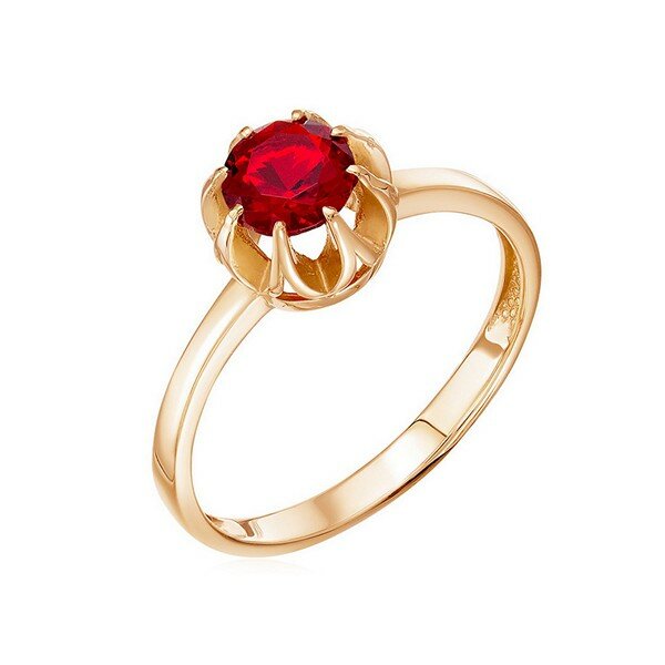 Кольцо, красное золото, 585 проба, рубин синтетический
