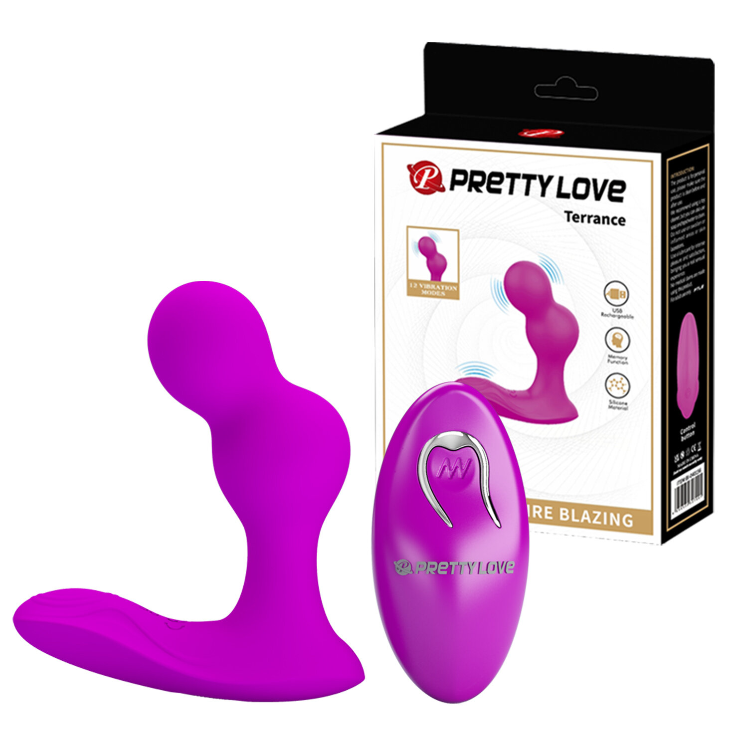 Вибростимулятор простаты Pretty Love Terrance BI-040156W, с пультом ДУ, фиолетовый