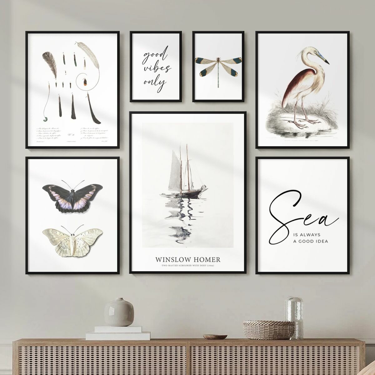 Набор постеров 7 шт "Природа в светлых тонах" плакат для интерьера, картина на стену