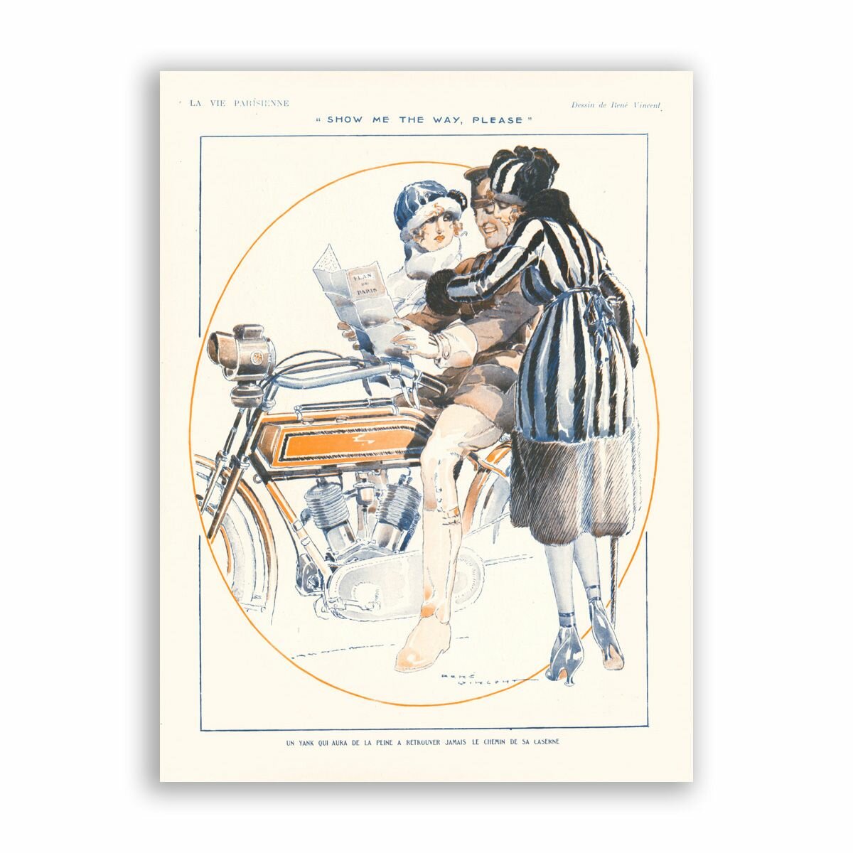 Постер на бумаге в стиле Пин-ап / La Vie Parisienne - Show me the way, Please / Размер 30 x 40 см