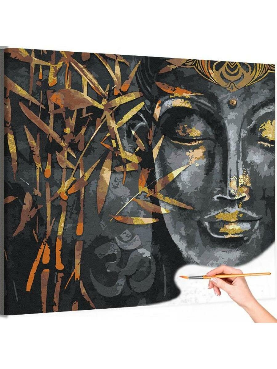 Будда / Медитация Раскраска картина по номерам на холсте с металлической краской 40х50