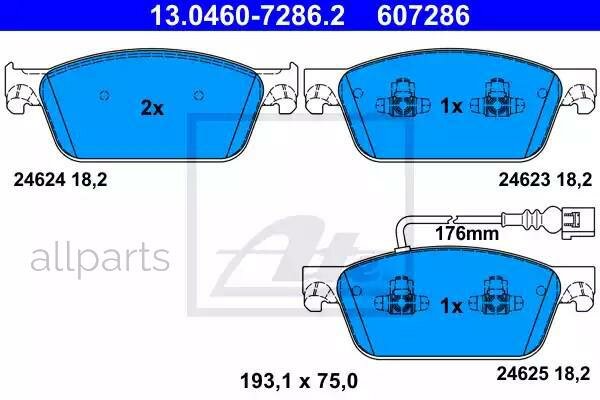 ATE 13.0460-7286.2 Колодки тормозные дисковые передн, VW: TRANSPORTER (T5) (BUS/MULTIVAN/BOX) 03-