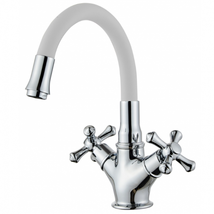 Смеситель для кухни с гибким изливом ViEiR V210113-F Хром/Белый