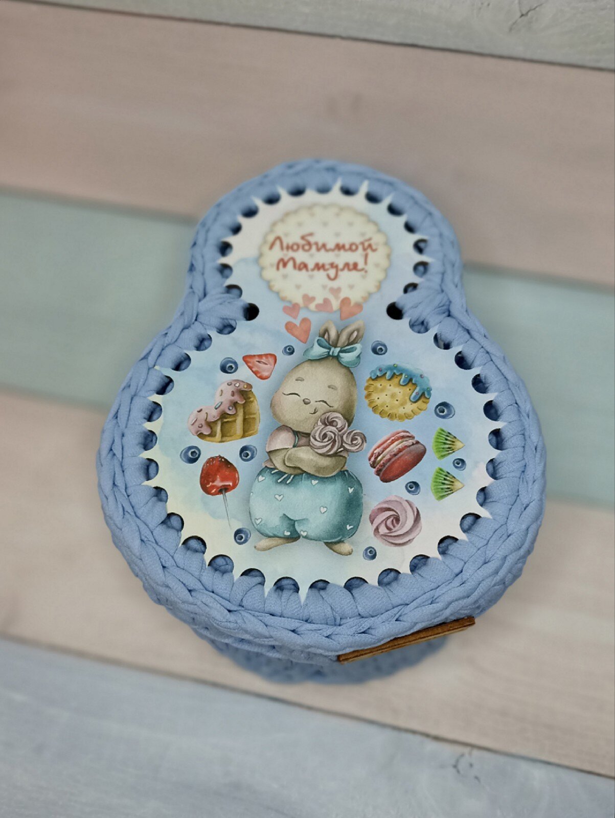 Корзинка из трикотажной пряжи