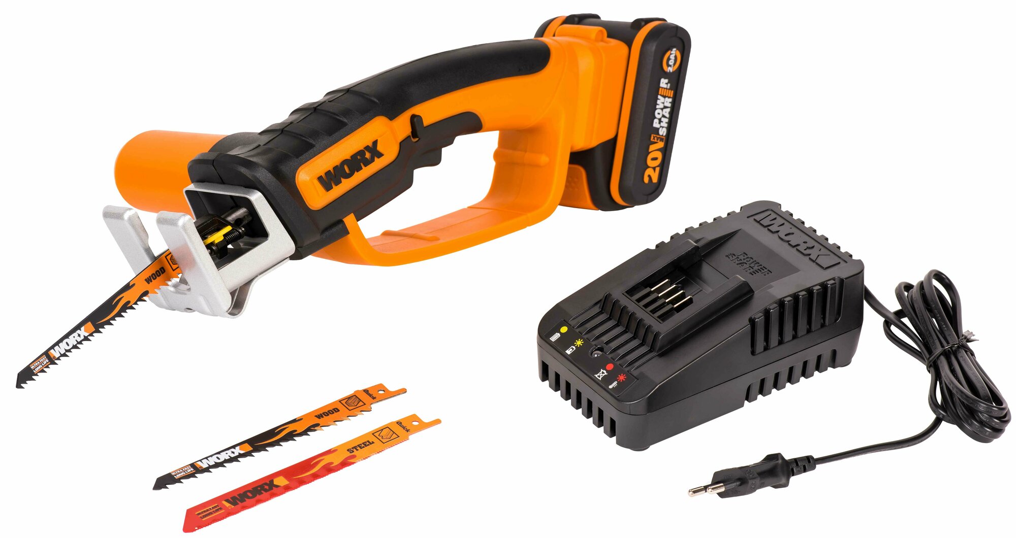 Пила сабельная аккумуляторная Worx WP892E, 20 В, АКБ и ЗУ в комплекте