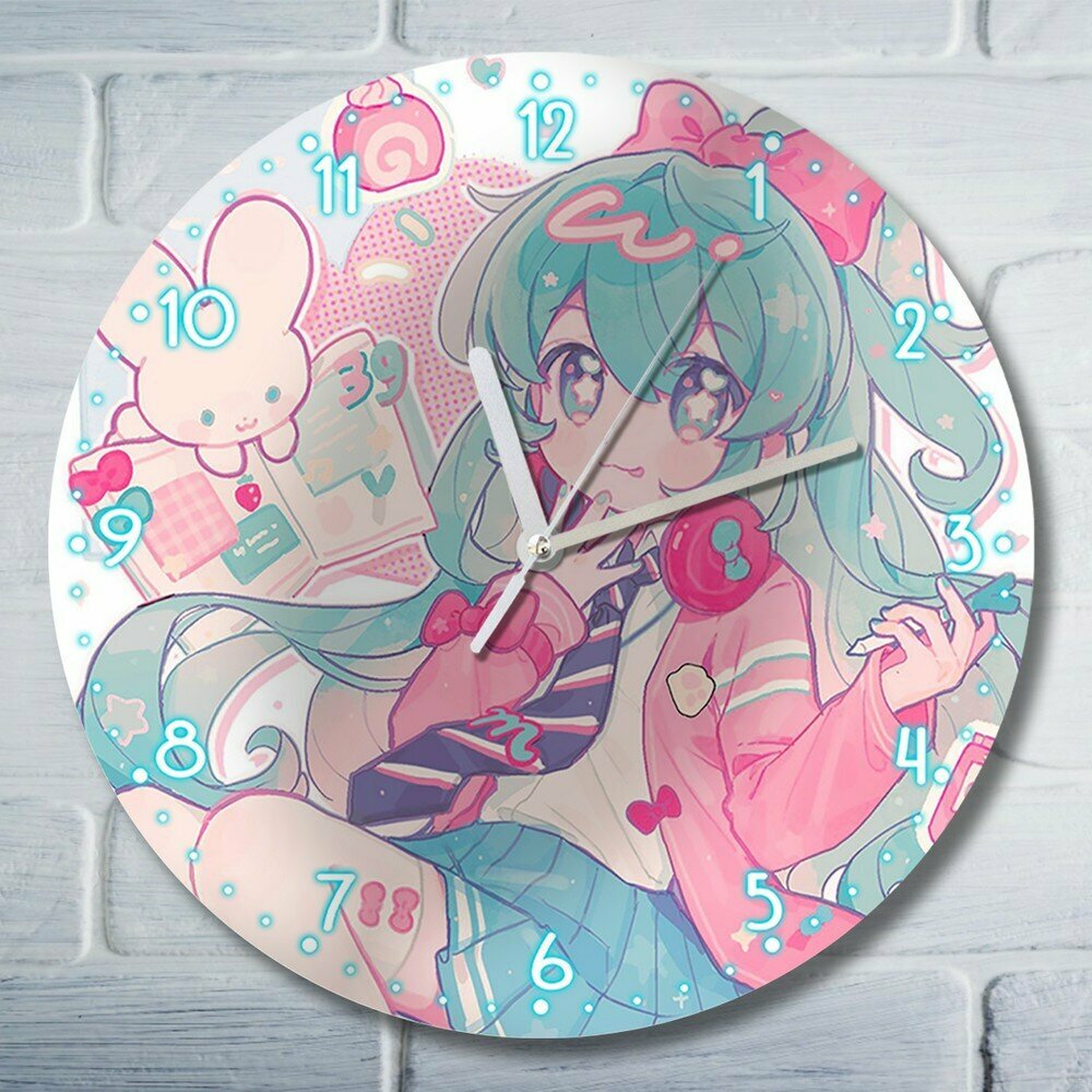 Настенные часы УФ "аниме мику хацунэ (вокалоид, синаморолл, девушка) - 10314"