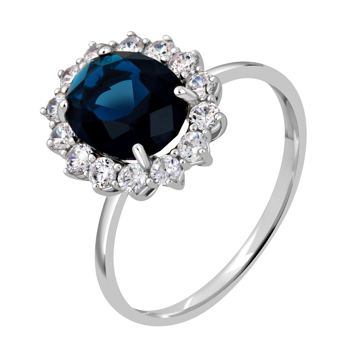 Перстень, серебро, 925 проба, родирование, фианит, кристалл