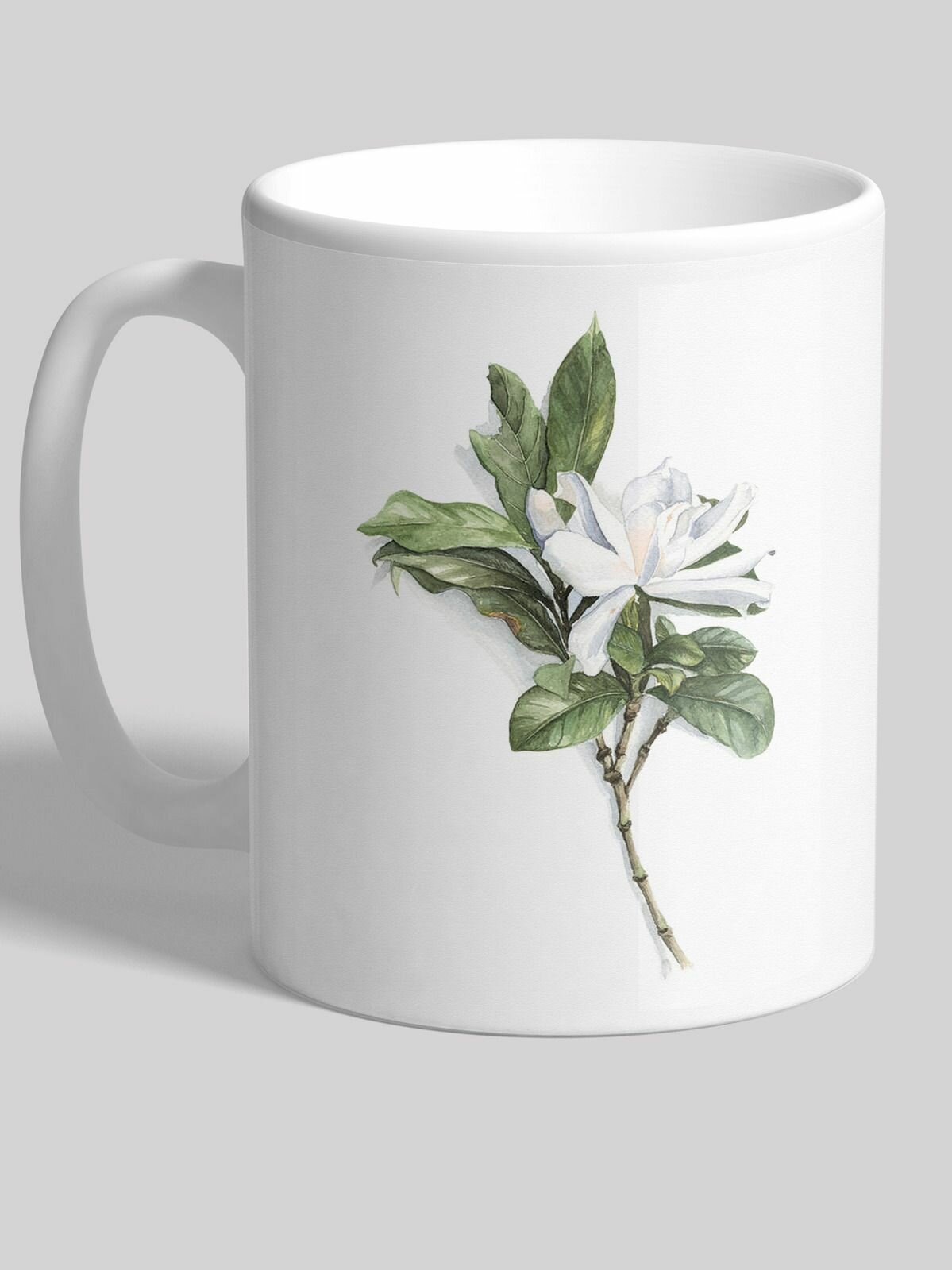 Кружка cooperative.moscow " Гардения цветок " (кружка с Гарденией , Гардения , кружка с цветком, кружка Гардения , с Гарденией , подарок с любовью, кружка с цветами, цветы, цветок) , 330 мл, 1 шт