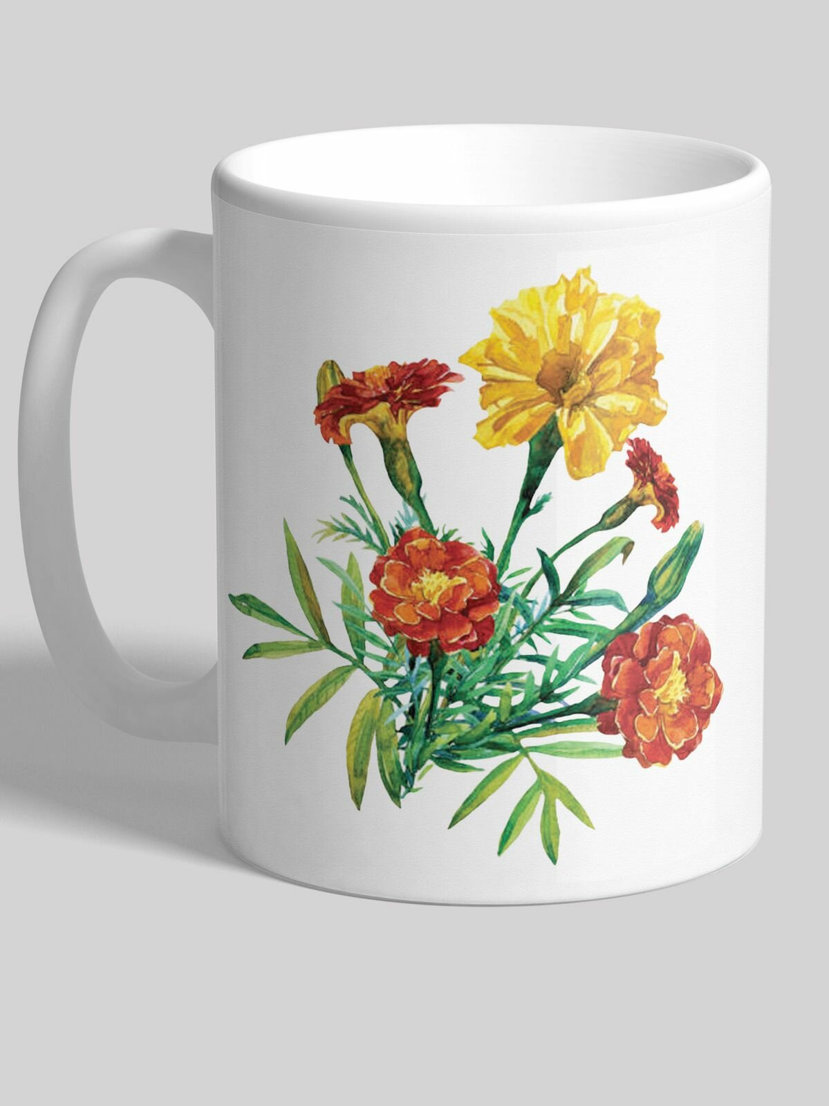 Кружка cooperative.moscow " Бархатцы цветок " (кружка с Бархатцами , Бархатцы , кружка с цветком, кружка Бархатцы , подарок с любовью, кружка с цветами, цветы, цветок) , 330 мл, 1 шт