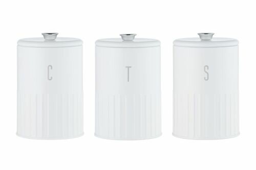 Набор: Maxwell & Williams 3 банки для сыпучих продуктов "Astor" в подарочной упаковке (белый), h17см,1.35л