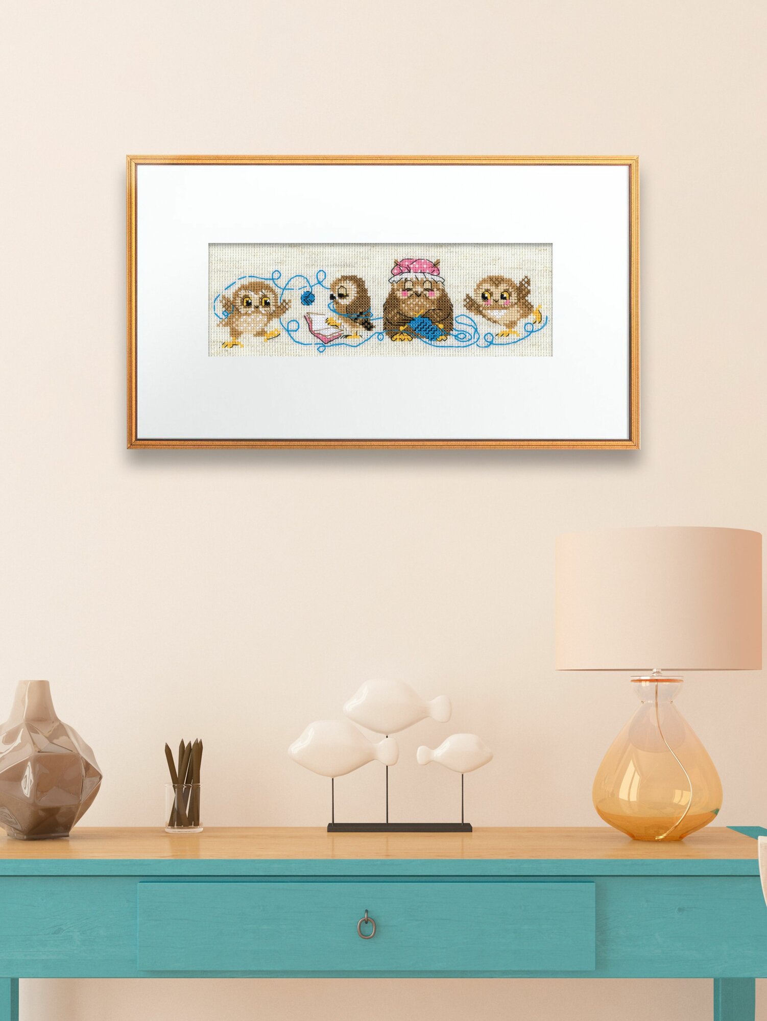 Набор для вышивания Риолис, вышивка крестиком "Семейка сов", 24*8, 1936