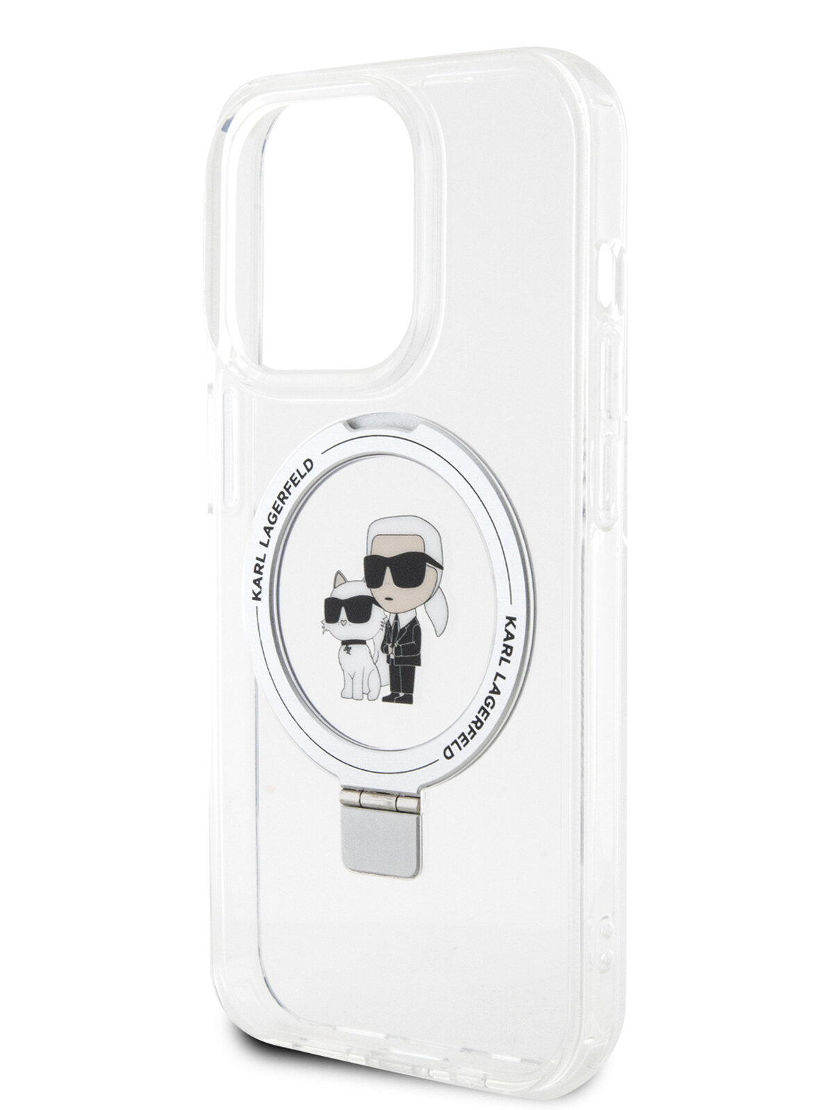 Lagerfeld для iPhone 14 Pro Max чехол PC/TPU + Ring stand NFT Karl & Choupette Hard Transp (MagSafe)