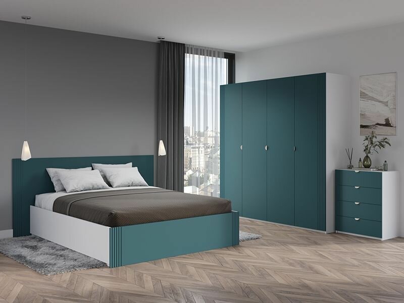 Комплект мебели в спальню "Санторини 2" Аквамарин