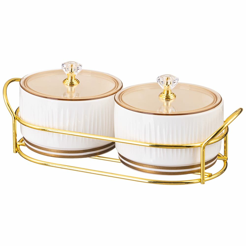 Набор банок lefard herbal с пластик. Крышкой 2 шт. На металл. Подставке KSG-42-484