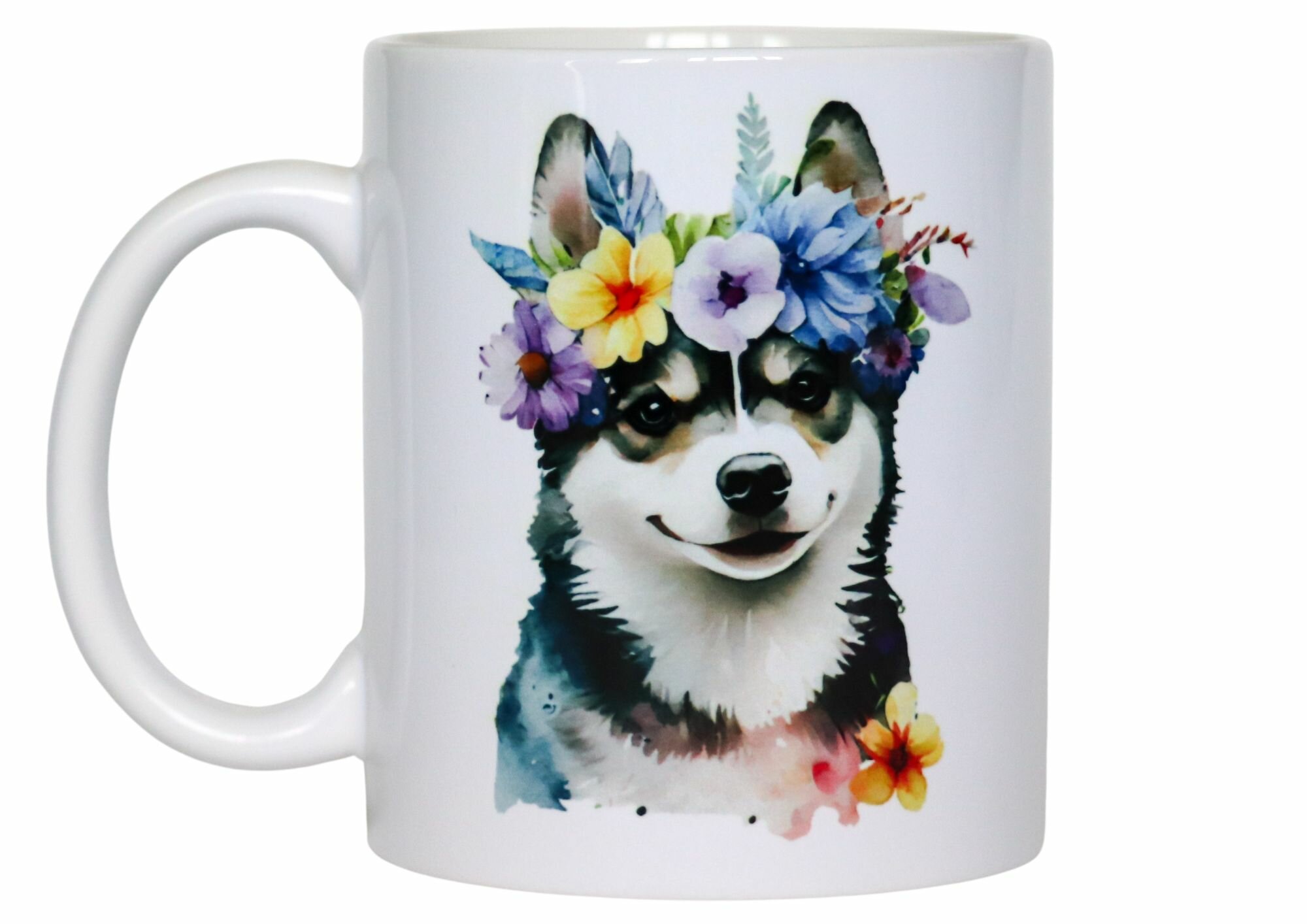 Кружка собака хаски "Улыбайся! Это всех раздражает!", керамика, фонд "Собаки, которые любят"