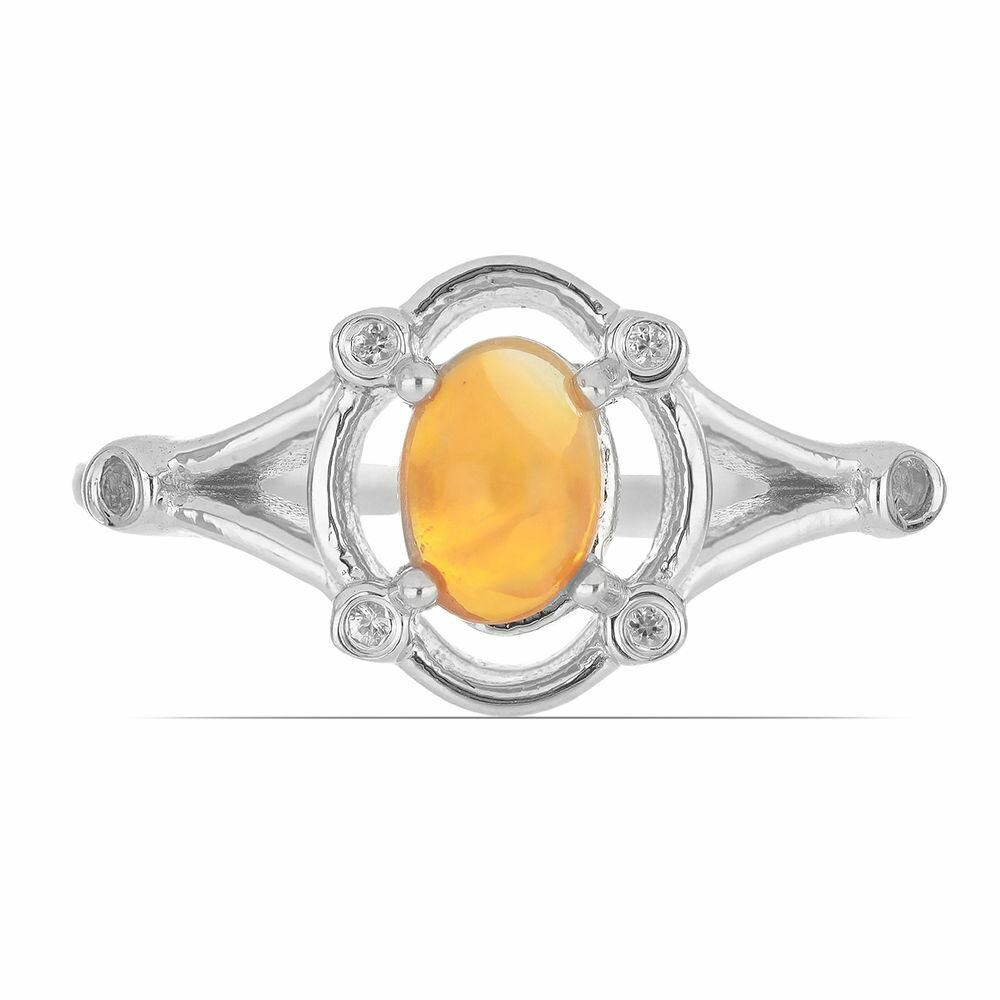 Кольцо тонкое, серебро, 925 проба, родирование, топаз, опал