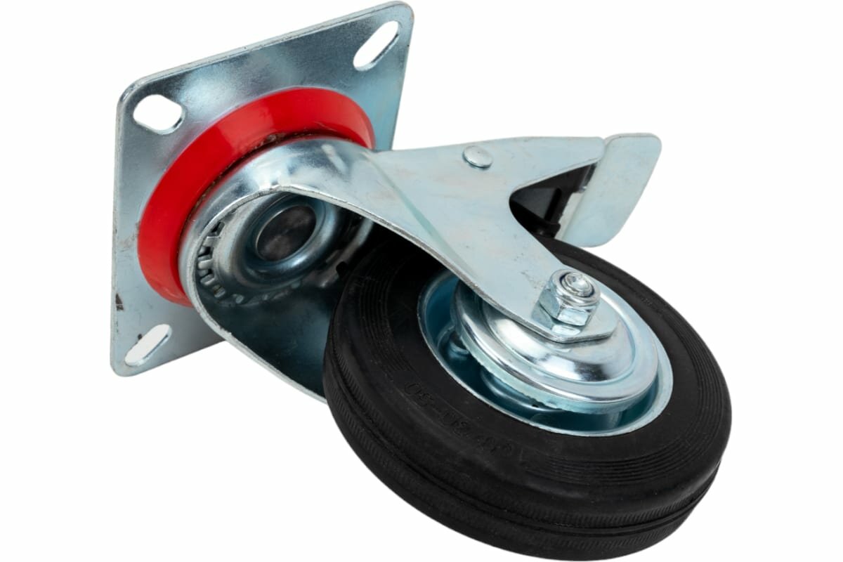 Колесо Tech-Krep промышленное поворотное D100 стальной обод, резиновая шина, роликоподшипник