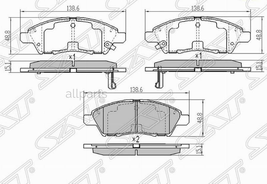 SAT ST-AY040-NS140 Колодки тормозные (Спереди) Nissan March 10-22 / Note 12-20