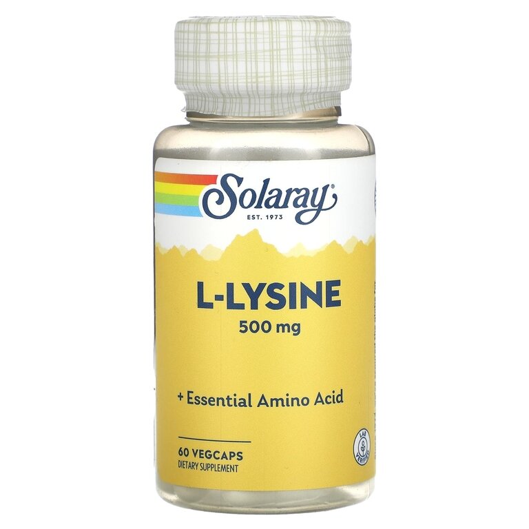 Аминокислота Solaray L-Lysine, 500мг, вегетарианские капсулы, 60шт