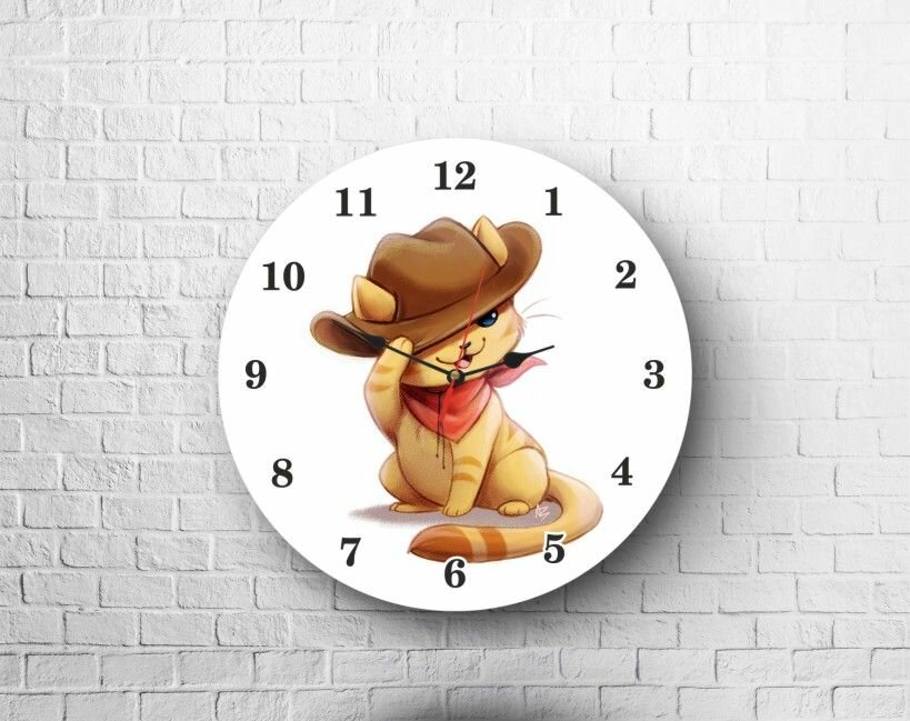 Часы настенные MIGOM круглые 20 см. "Котики" - 01