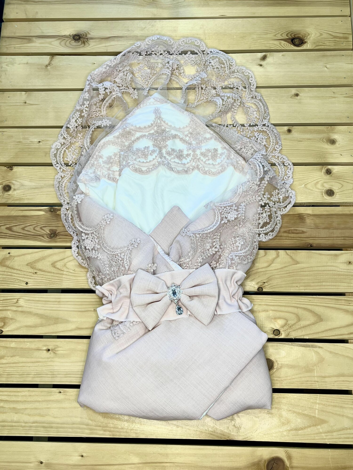 Конверт на выписку для новорожденного, лён, весна/осень