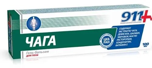 911 С чагой гель-бальзам для тела 100 мл 2уп
