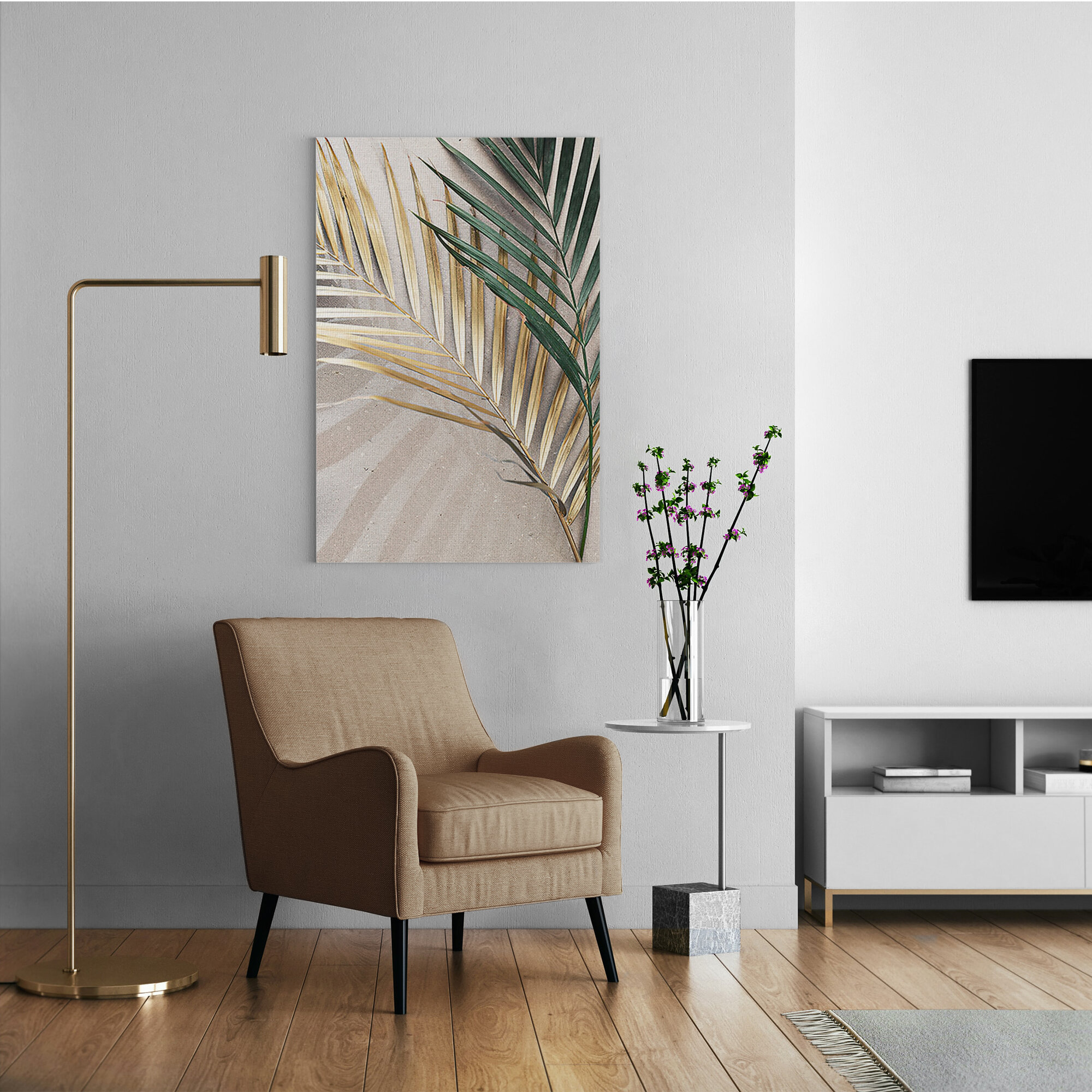 Красивые листья папоротника полностью готовая 40х60