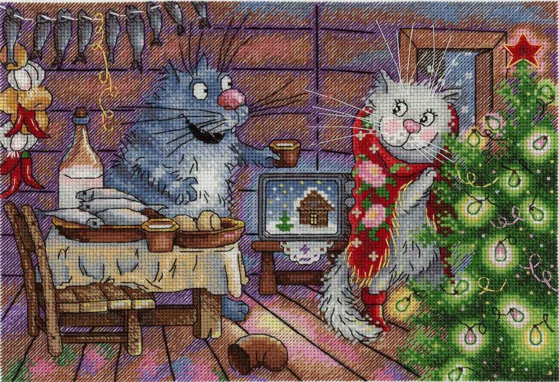 Вышивка Новогодняя ночь 23x16 см.