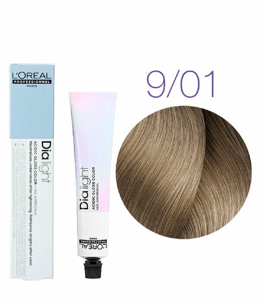 L'Oreal Professionnel Dia Light 9.01 молочный коктейль ледяной очень светлый блондин натуральный пепельный Краска 60 мл