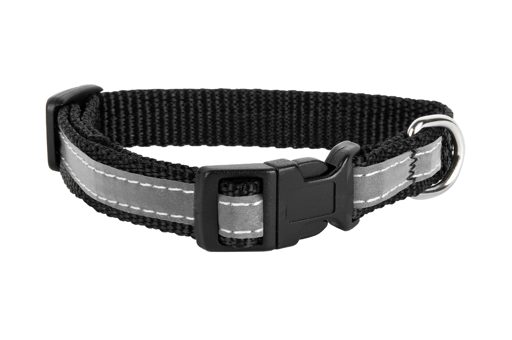 Ошейник Аркон (Dog&Vogue) черный со светоотражающей лентой 1,5 см