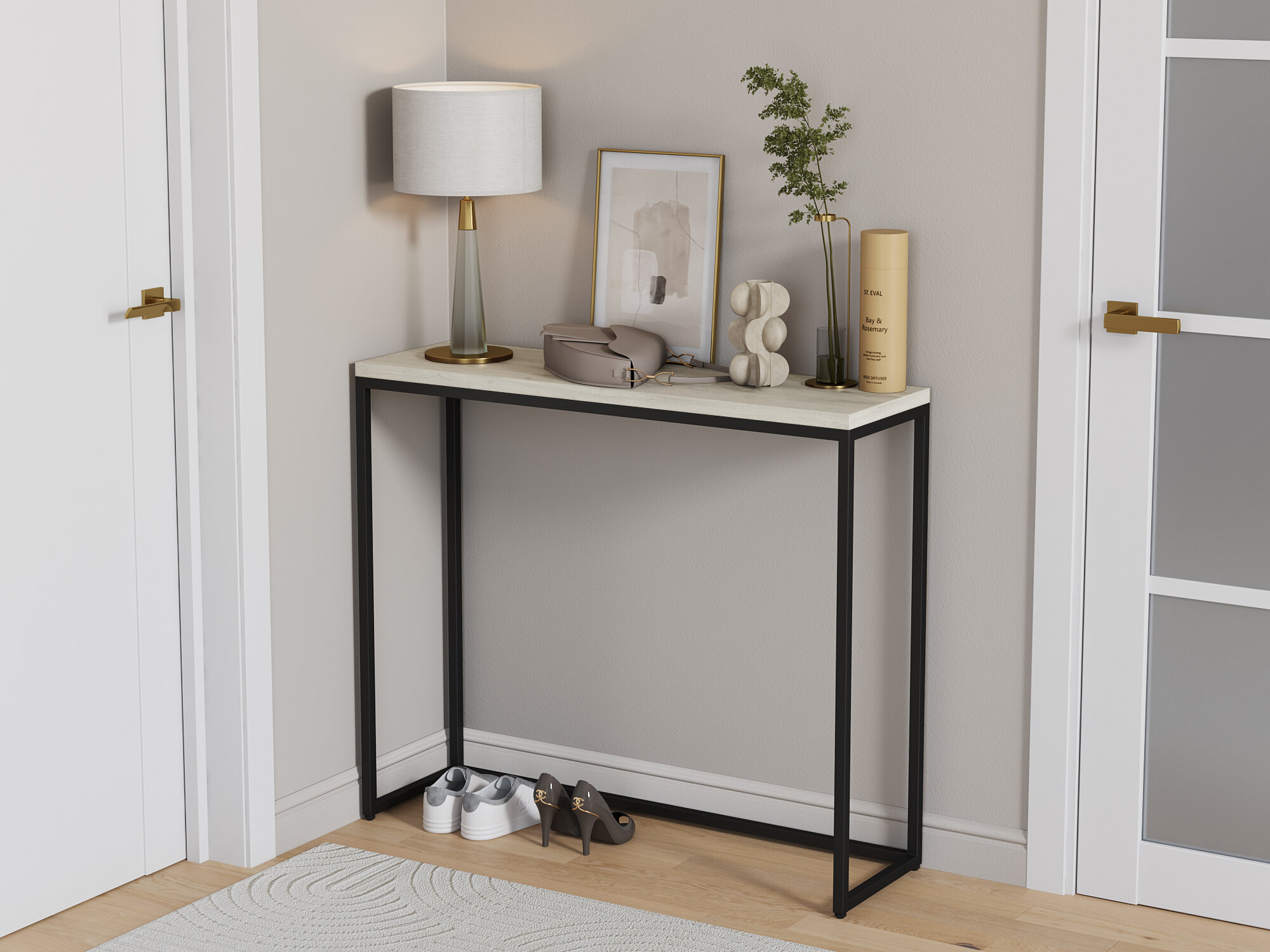 Консоль Айсберг Лофт Черный/дуб крафт белый