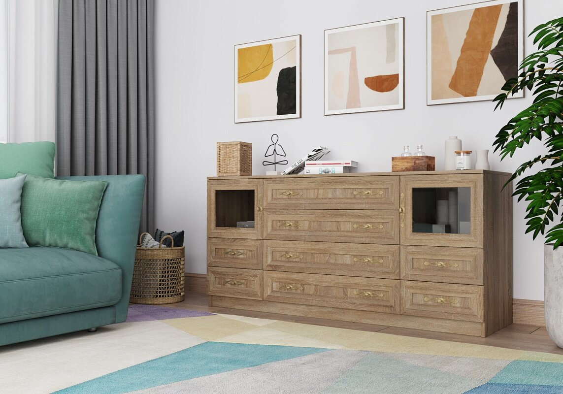 Комод МебельЛэнд24 Карлос - 068 Дуб Сонома 160x45x75 дуб светлый