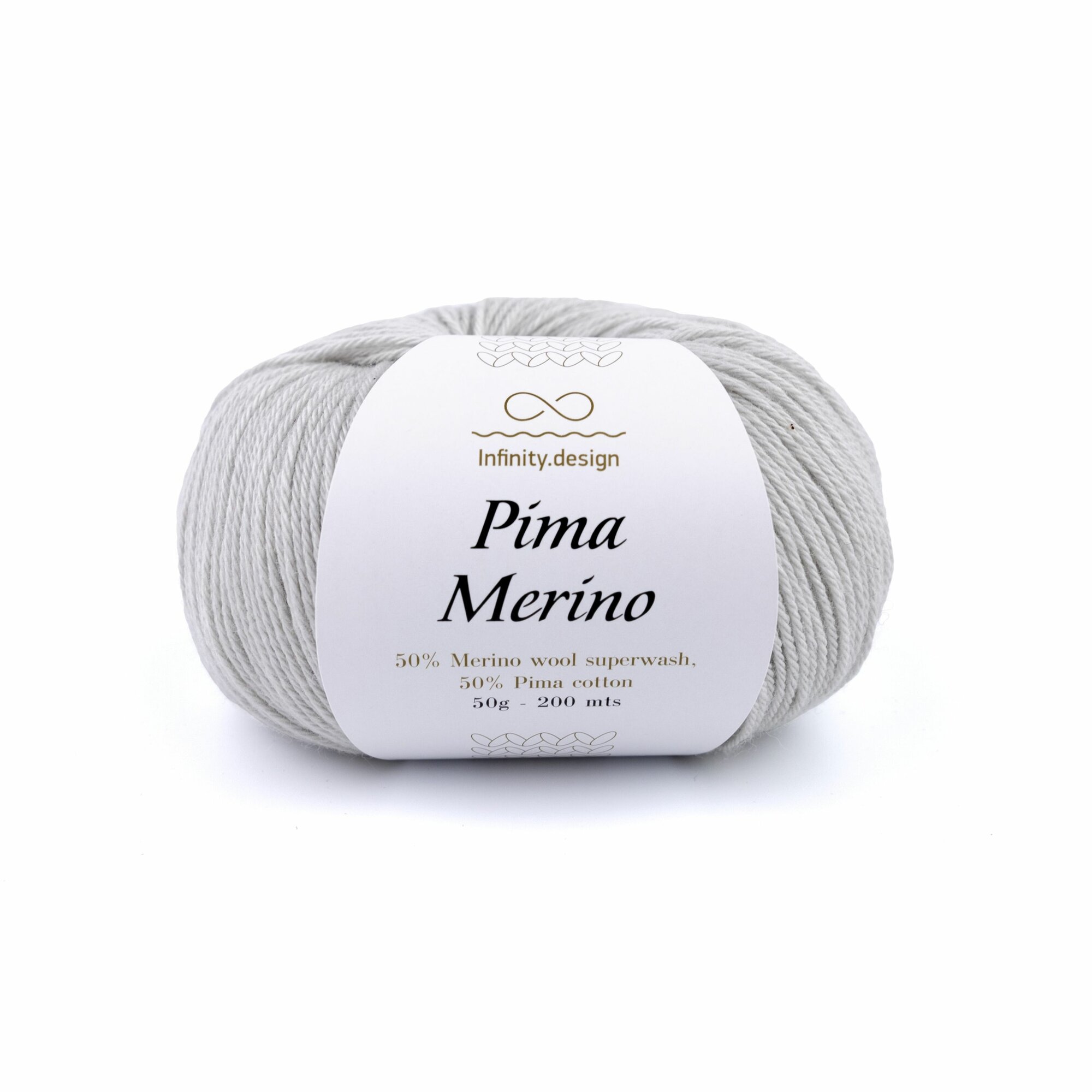 Пряжа INFINITY Pima Merino (1032 LIGHT GRAY) (2 мотка), 50% мериносовая шерсть, superwash, 50% pima хлопок, 50г, 200м