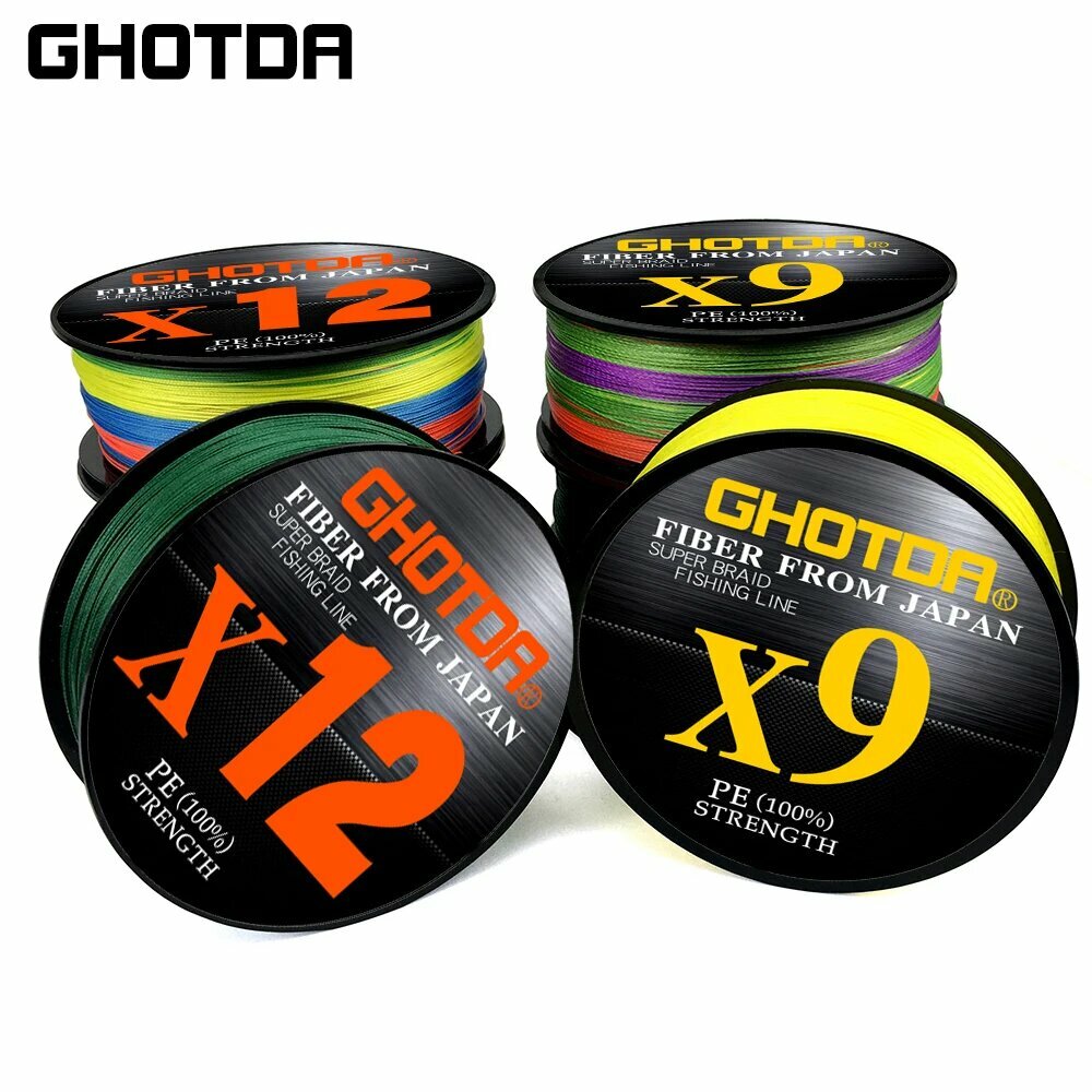 GHOTDA Super Smooth X9X12braids Леска для морской рыбалки 500M-X12-39LB, Dark Gray