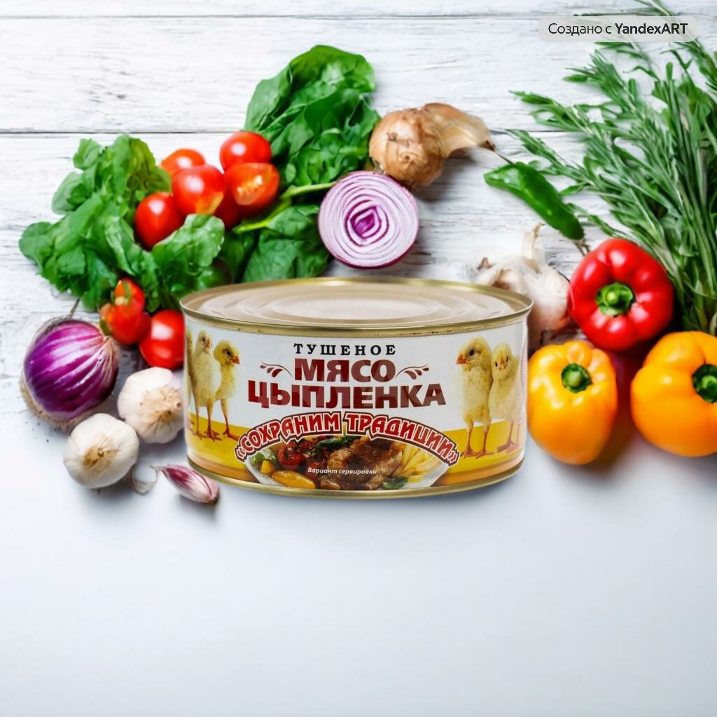 Мясо цыпленка тушеное "Сохраним Традиции" 300гр. 6 шт.