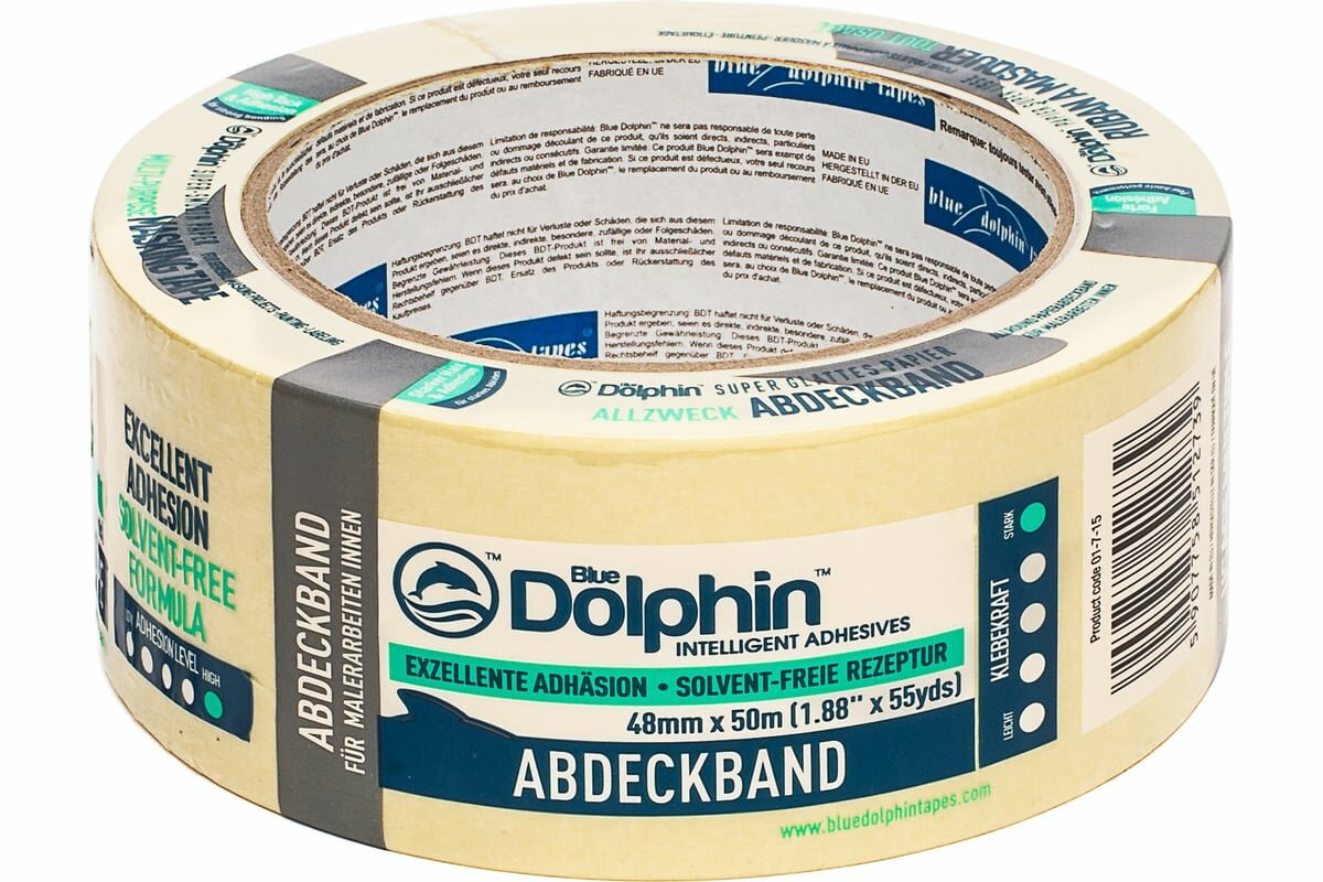 Blue Dolphin малярная лента 48 мм x 50 м ST627 01-7-15 с сильной адгезией и ровным краем