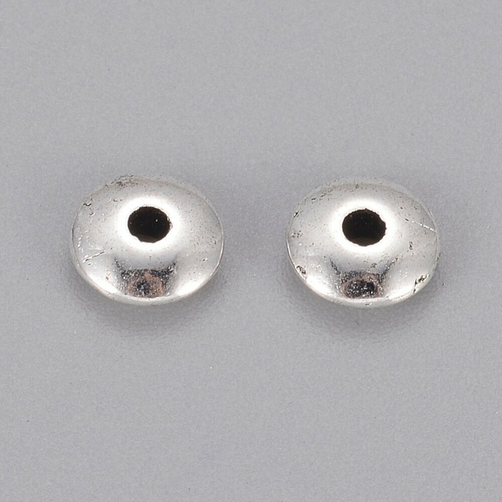 Бусина металлическая, 6х2мм, диск гладкий, базовый материал - цинковый сплав, стиль тибетское серебро, 10 грамм