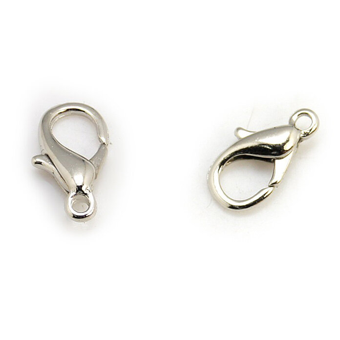 Застежка, 10х6мм, карабин, базовый материал - цинковый сплав, стального цвета, 5 грамм