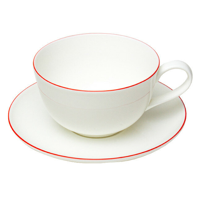 Чашка с блюдцем STENOVA HOME Symbol Красная отводка 300мл фарфор