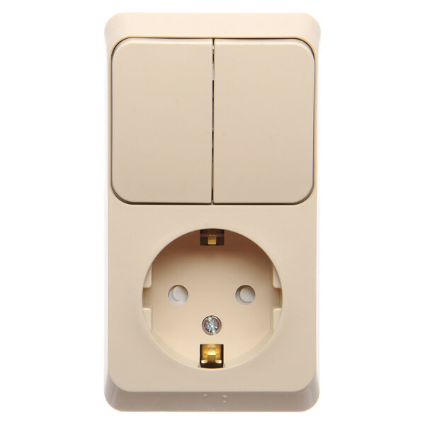 Блок Этюд BPA16-202K (выкл. 2 кл.+роз. "евр" со шторками) о/п о/п бежевый Schneider Electriс