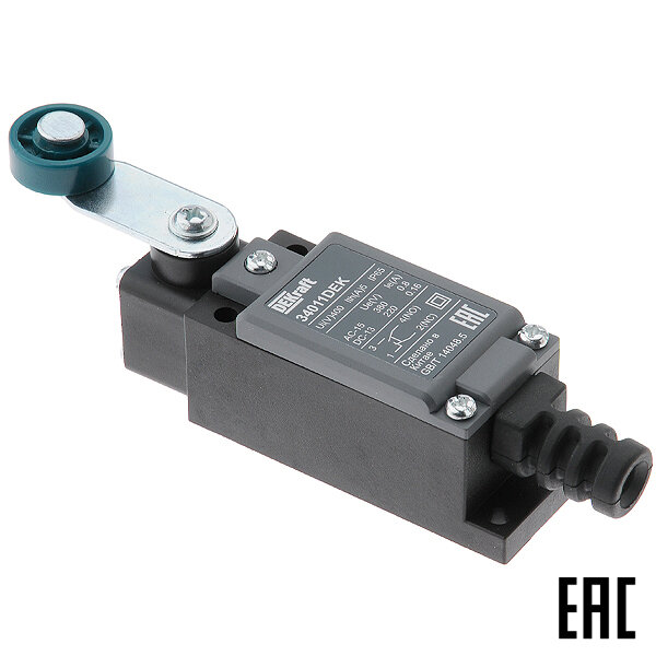 Концевой выключатель КВ-302-104 34011DEK 380В 5А + IP65 рычаг с роликом DEKraft
