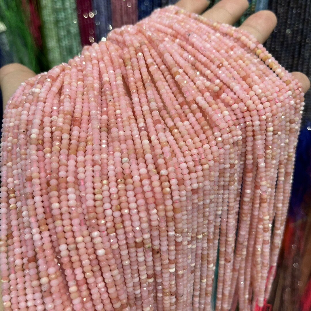 Бусины-полуфабрикаты, натуральный розовый опал, 2x2,7мм, 38см