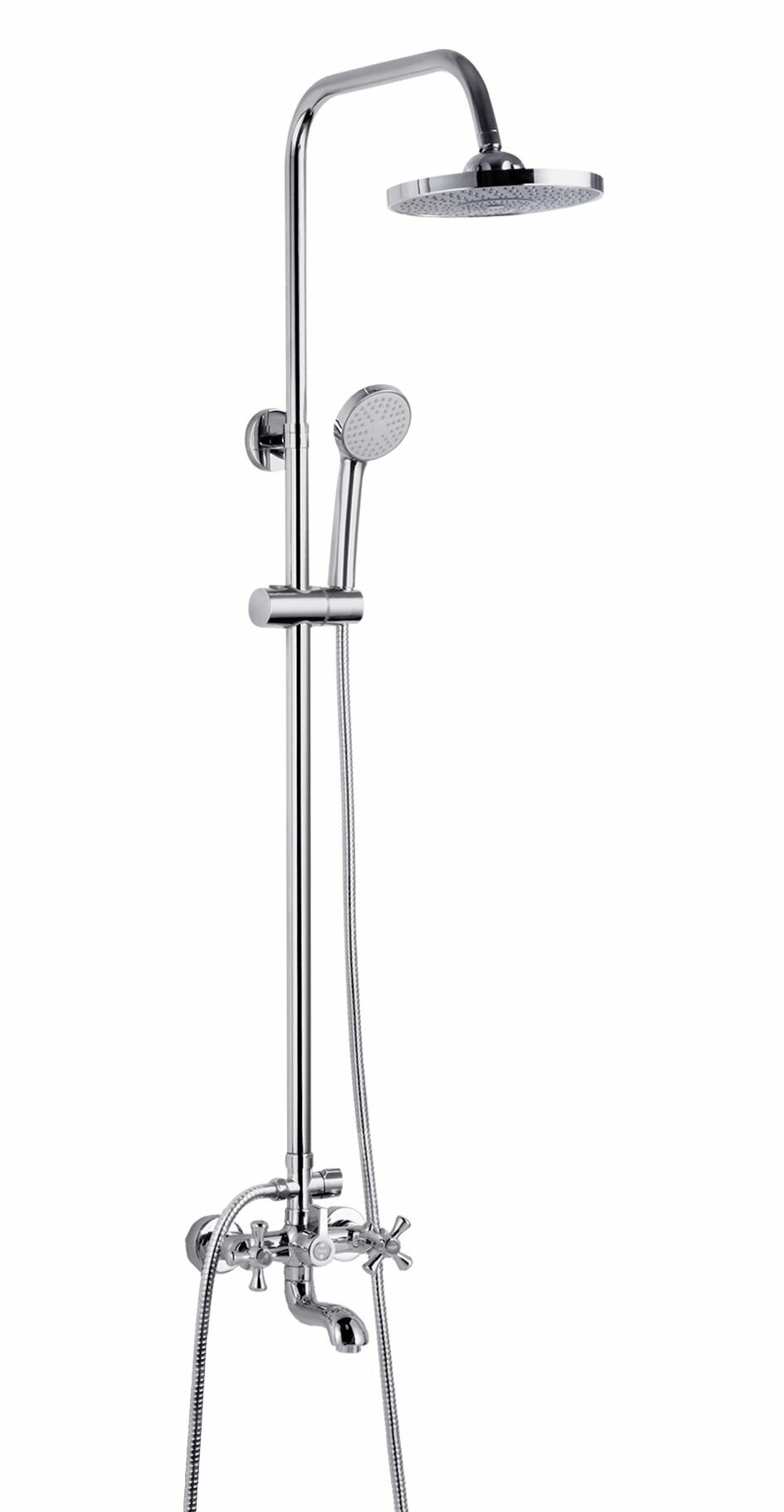 Душевая стойка Potato P3564 с коротким изливом, керамические кран-буксы, верхний душ, лейка на шланге, хром