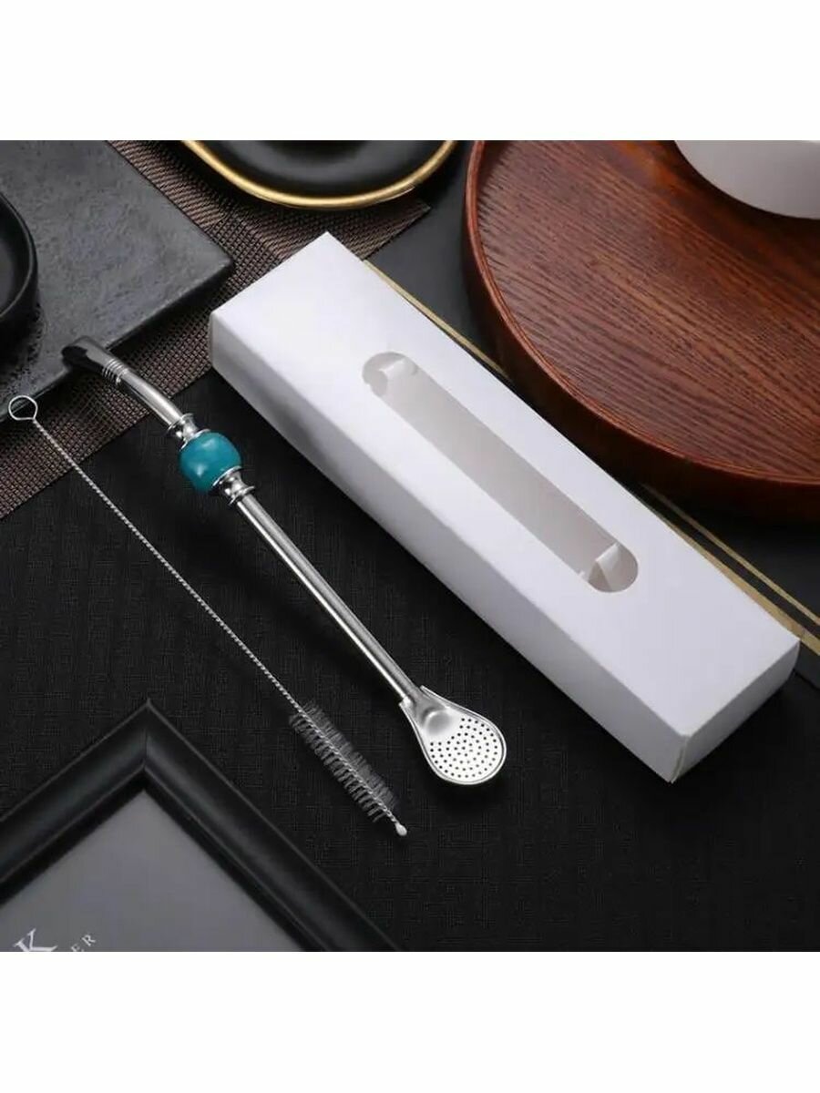 Бомбилья 20 см с камнем, бирюзовый + ершик