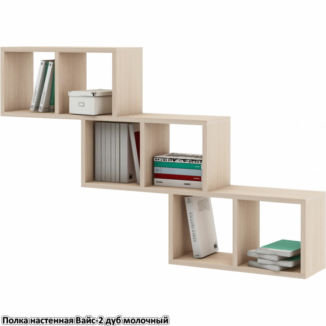 Полка настенная Вайс-2 Дуб-молочный, ЛДСП, МФ Владимир VMF, 114,6х69,4х18 см.