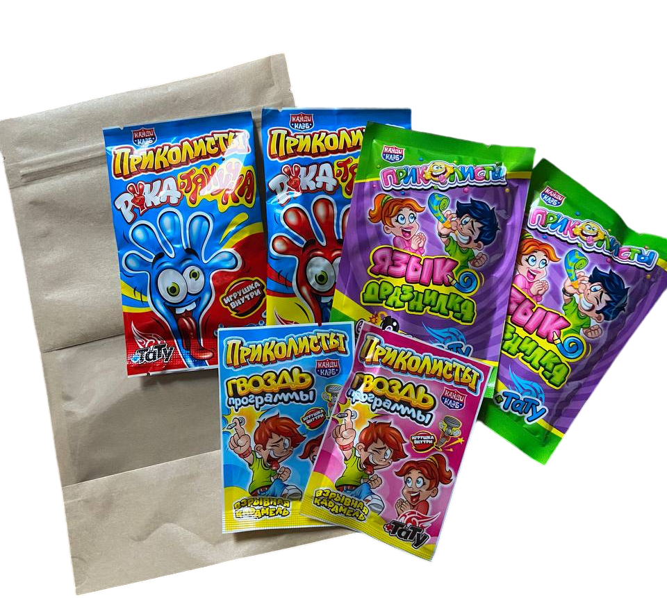Набор хлопающей взрывной карамели "Хлоп ассорти" / шипучка конфета, крафт-пакет 6 штук по 1г