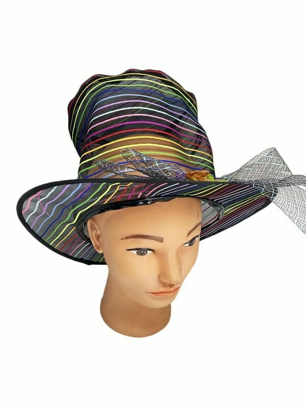 Шляпа Bristol, с бантом, прозрачная, полиэстер, металл, длина 32см