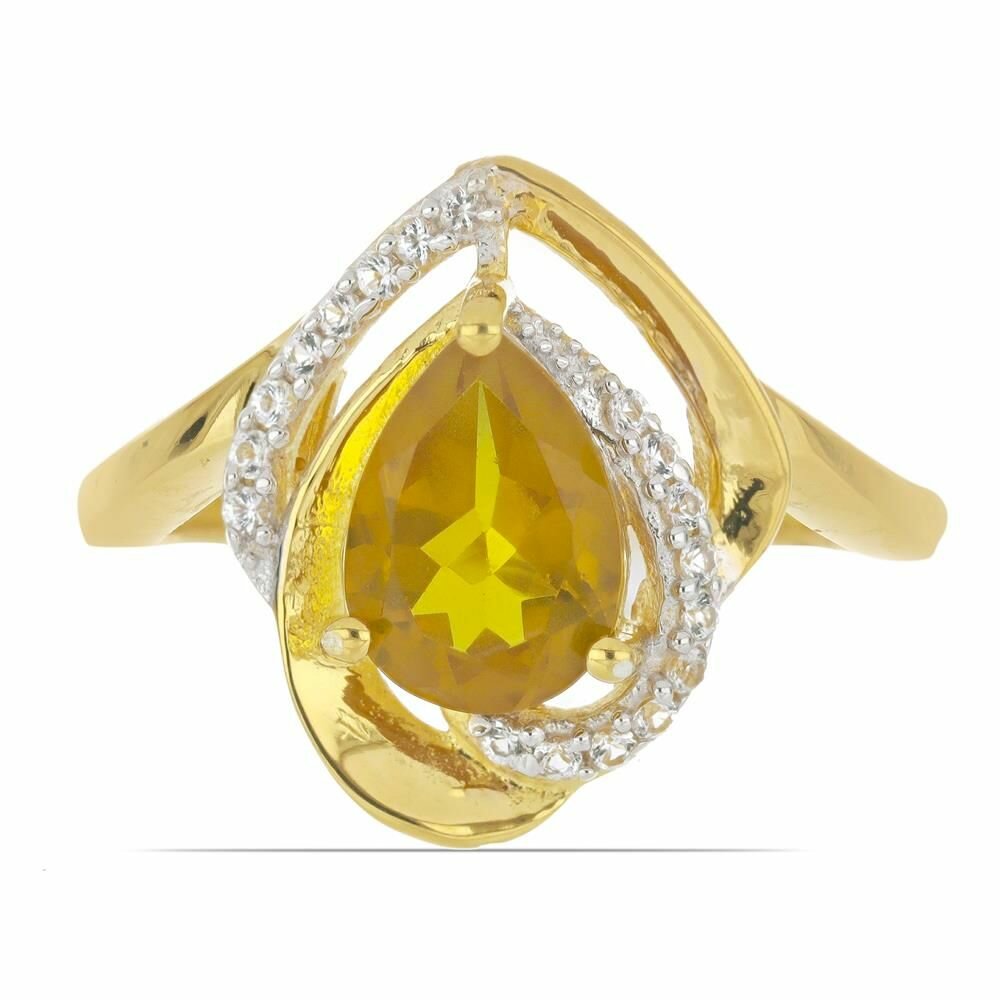 Кольцо, серебро, 925 проба, султанит синтетический, топаз